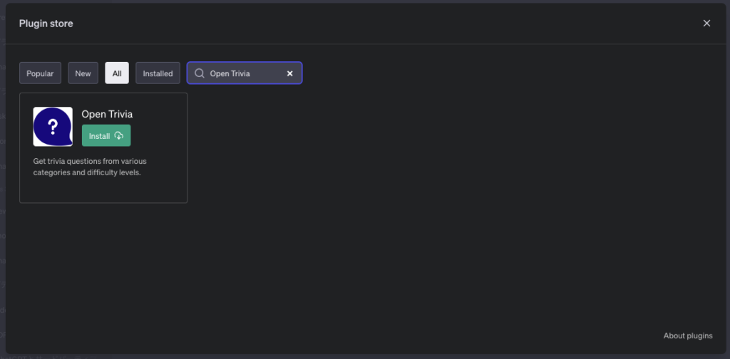 【Open Trivia】ChatGPT プラグイン 使い方：雑学クイズで遊びや教育！答え合わせ、採点も | ChatGPTの学校