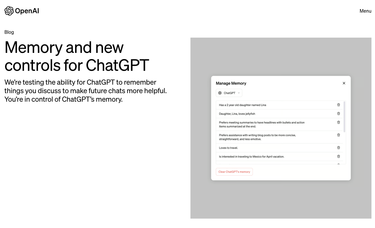 ChatGPT「Memory（メモリ）」機能の使い方：ユーザーとの会話内容を記憶！削除も可能 | ChatGPTの学校