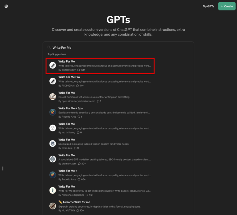 【Write For Me】ChatGPT GPTs 使い方：自動記事作成とSEO対策ができる！高品質コンテンツ作成法 | ChatGPTの学校